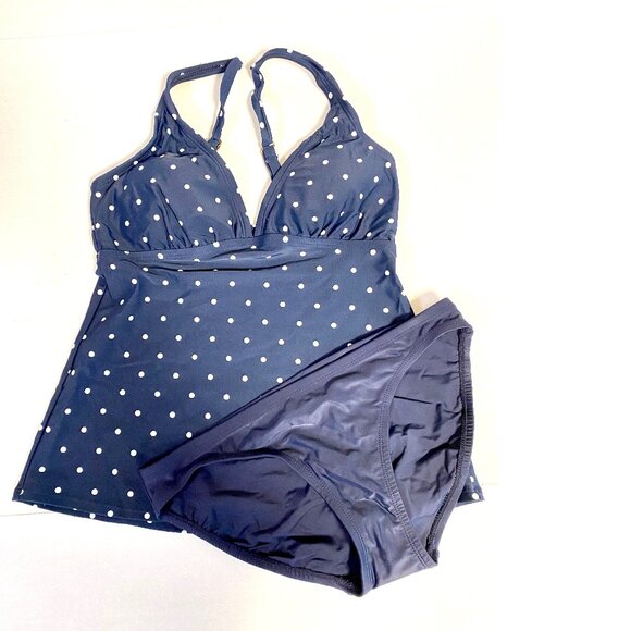 Merona | Swim | New Merona Navy Polka Dot Tankini Top S Merona Navy ...